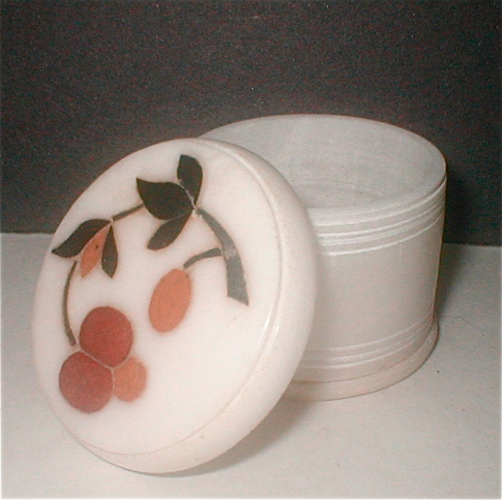 Inlaid Alabaster Box – Ring Box – Italian Souvenir Vintage 70s White ...