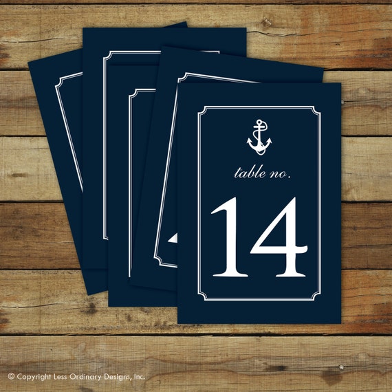 Nautical table numbers nautical wedding table numbers navy