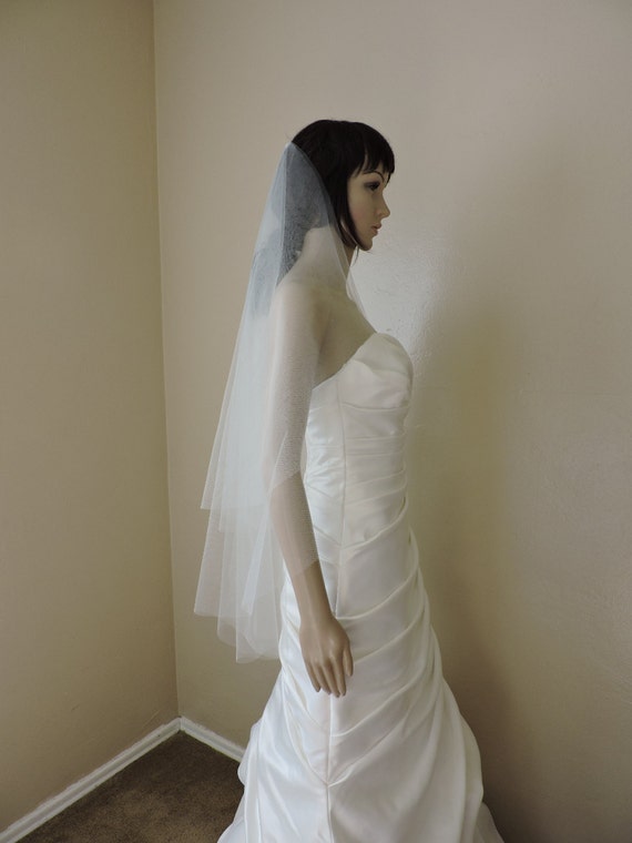 Items similar to Wedding Veil Double Simplicity Cascade Waist Cut Edge ...