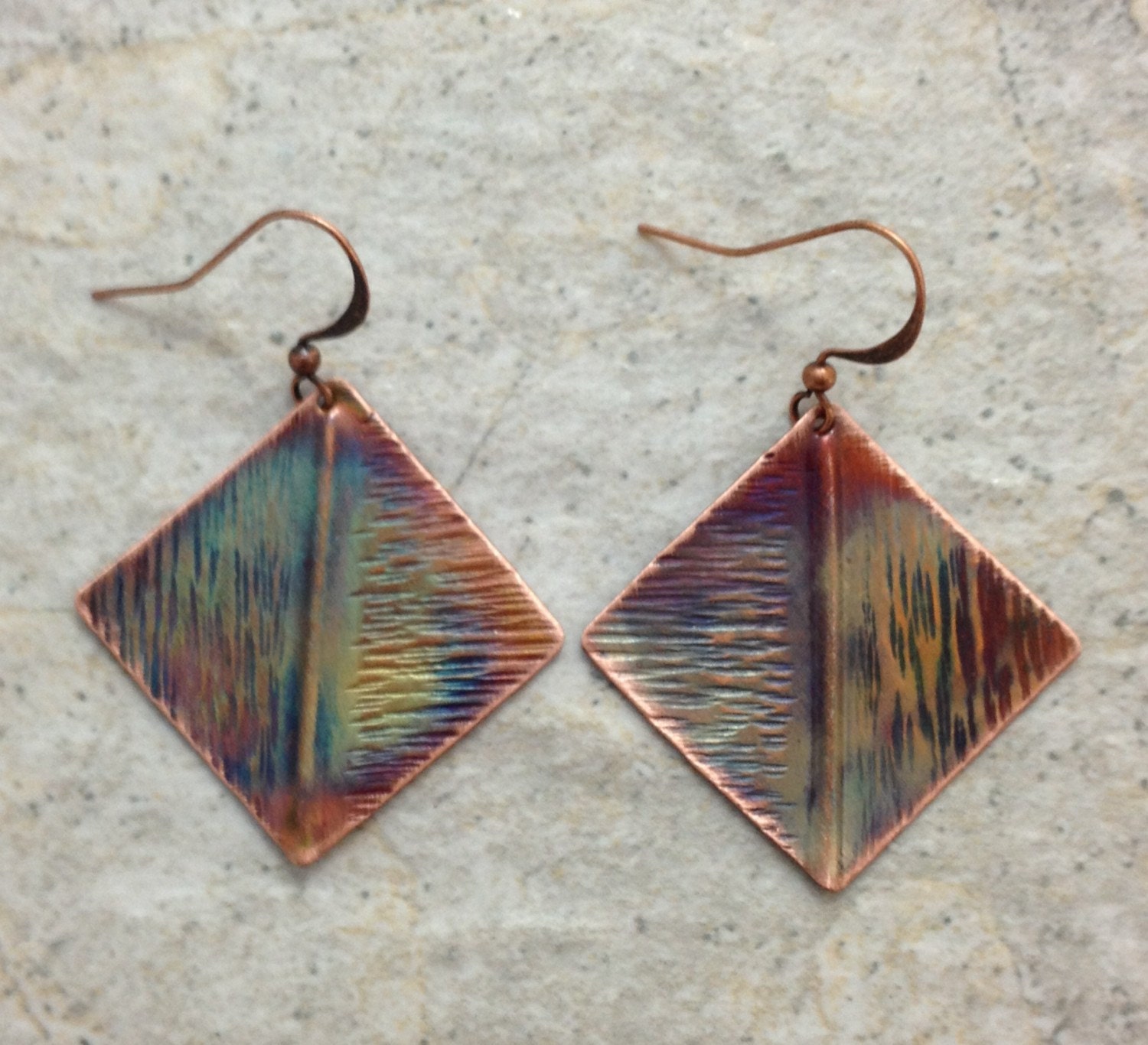 Handcrafted Heated Copper Earrings