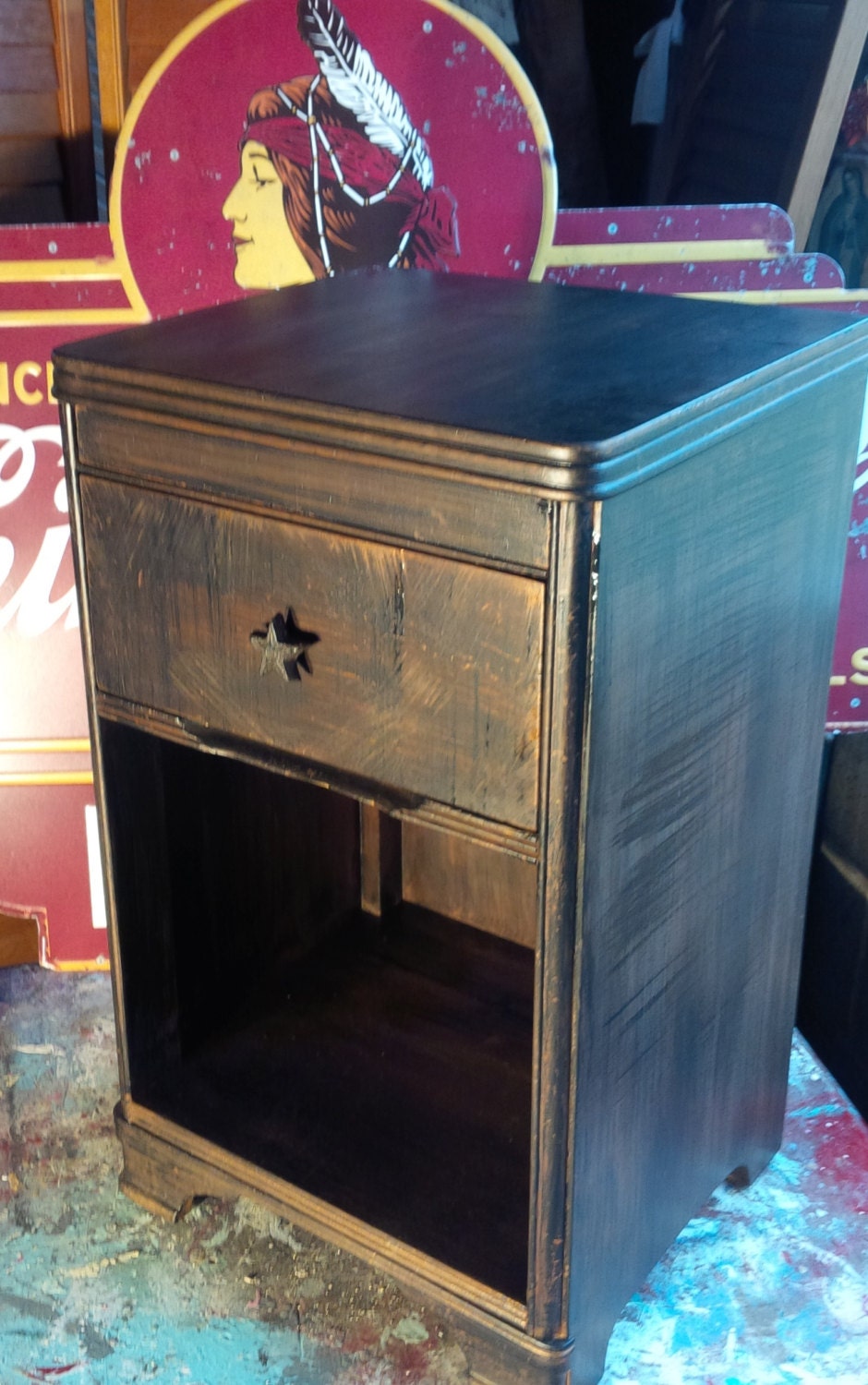 Mid Century Bedside Table D E C O Poppy Cottage Vintage Painted ...