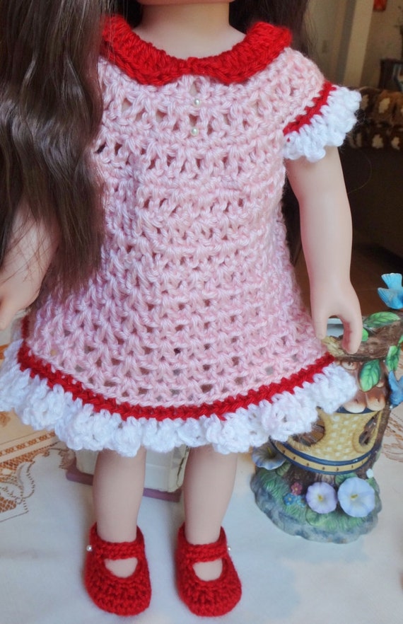 PDF PATTERN Crochet 18 inch AG Doll Yarn Dress Set Eyelet