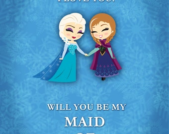 DIY Frozen Inspired Maid of Honor Invitation Digital File