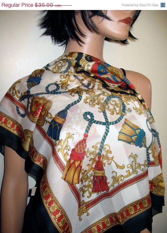 DEADSTOCK Designer 80s Rococo Scarf Gift Set With Gold Plated Scarf ...