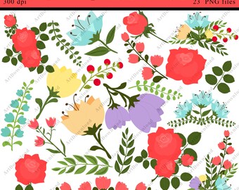 Floral Clip Art Digital Flowers Apple blossoms by ArtDownload