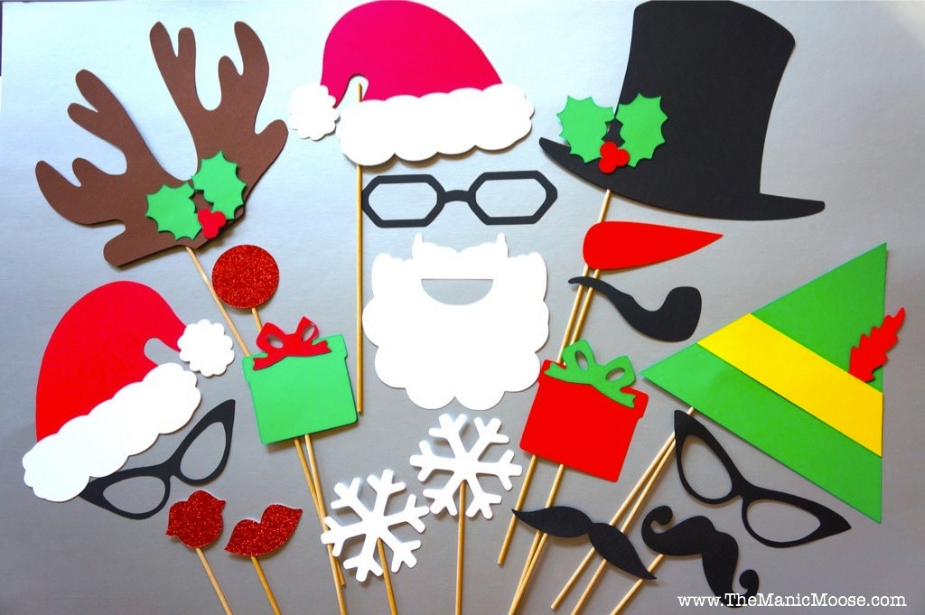 Christmas Photo Booth Props 20 piece set GLITTER