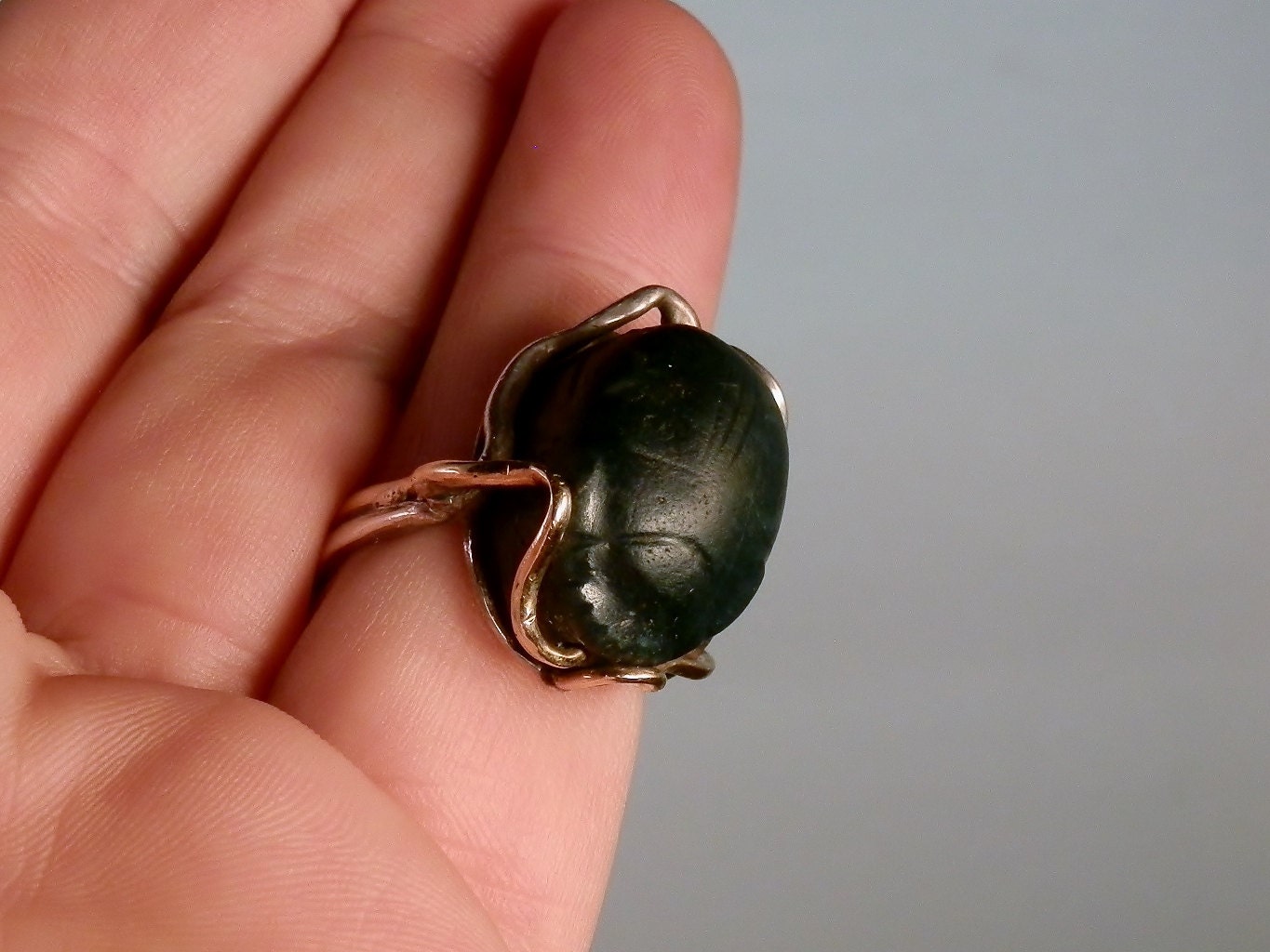 Theodore Drendel Jewelry Fine Gold Ring Carved Nephrite Jade
