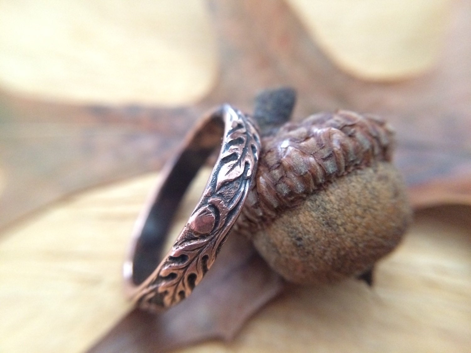 Celtic Oak Leaf and Acorn Ring Custom Sized by MistyMountainForge