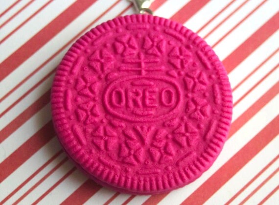 hot pink oreo charm kawaii polymer clay charms miniature food