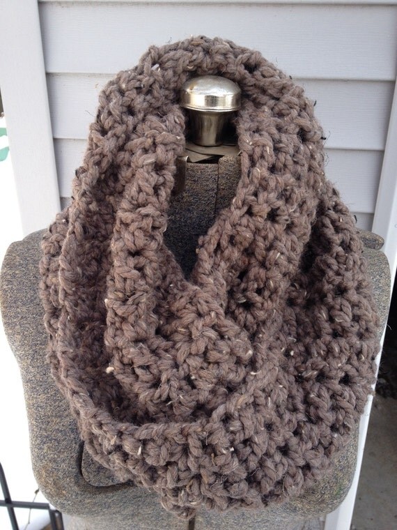 Items similar to Crocheted wool infinity scarf/cowl. on Etsy