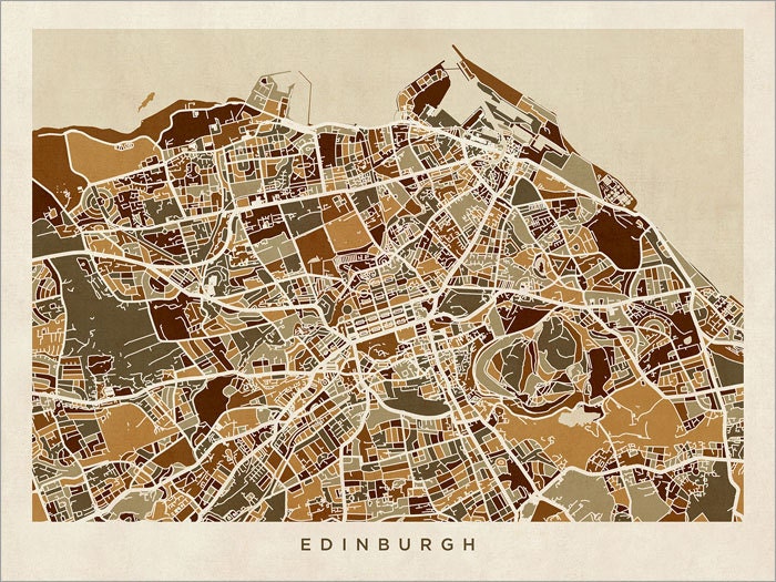 Edinburgh Map Scotland Edinburgh City Street Map Art by artPause
