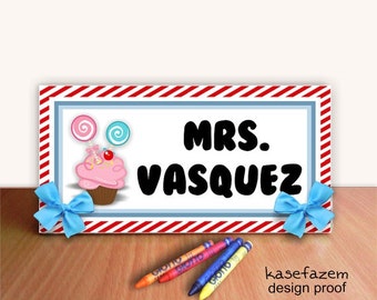 On Sale - custom teacher desk name plate candy themed classroom decor ...