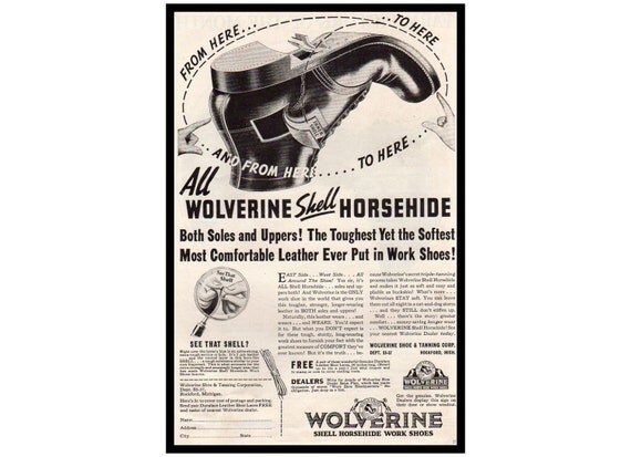 Vintage Wolverine Boot Ad Magazine Print Ad Mens Work Shoe
