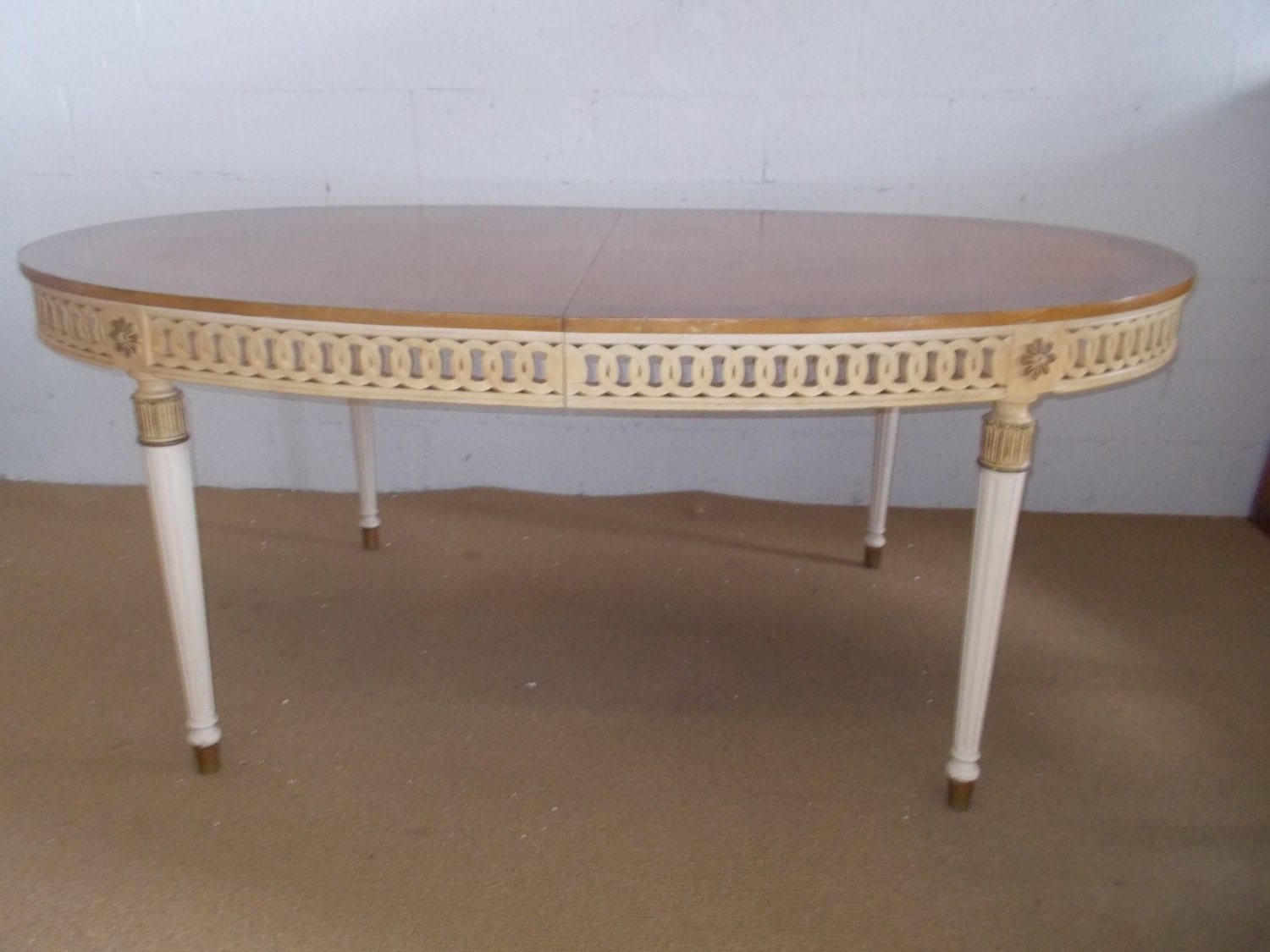 Fabulous Mid Century Hollywood regency dining table with chain pattern ...