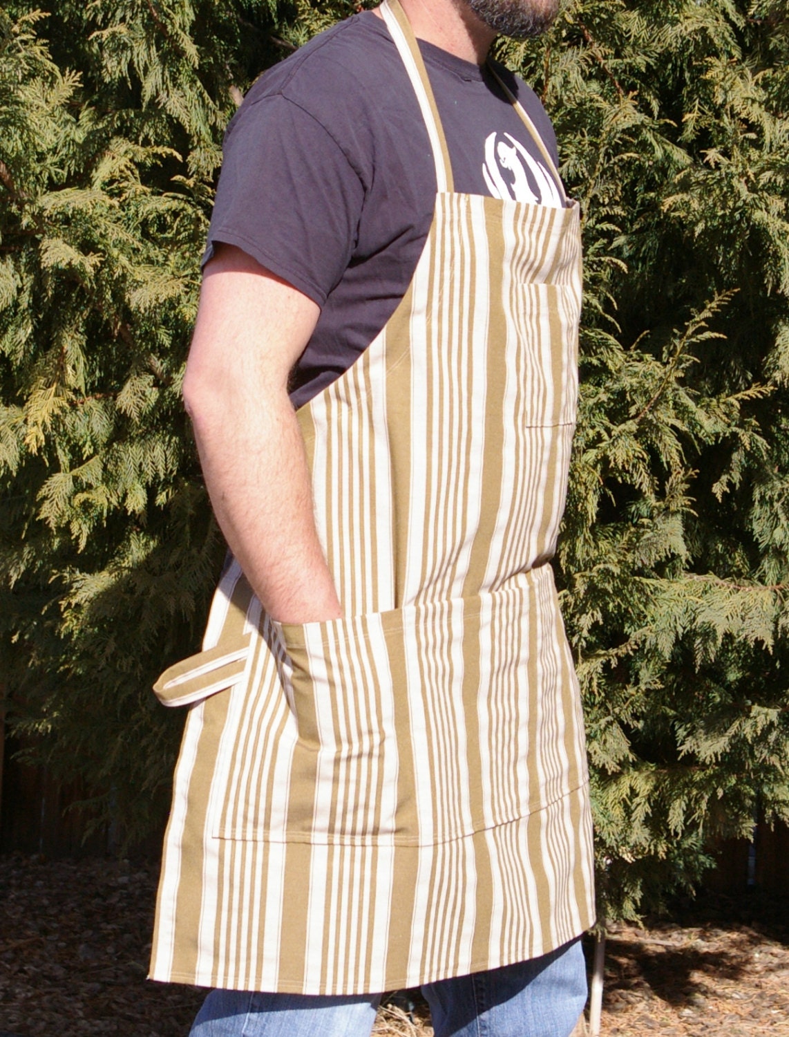 Big Man Green Striped BBQ Apron-Size 2XL by SusiesTieOneOnAprons