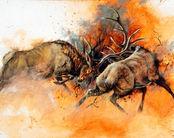 Elk paintings | Etsy