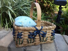 Texas Bluebonnet Pincushion/Mending Basket Sewing Basket Handwoven Basket