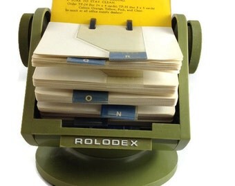 Industrial Rolodex, rotary 3 x5 card file green color plastic. Desk top ...