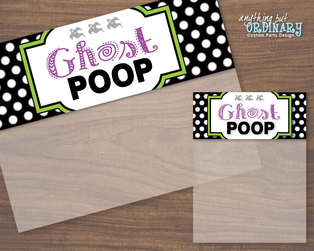 Ghost Poop Bagtoppers Editable Halloween Treat by ABOcustomDesign
