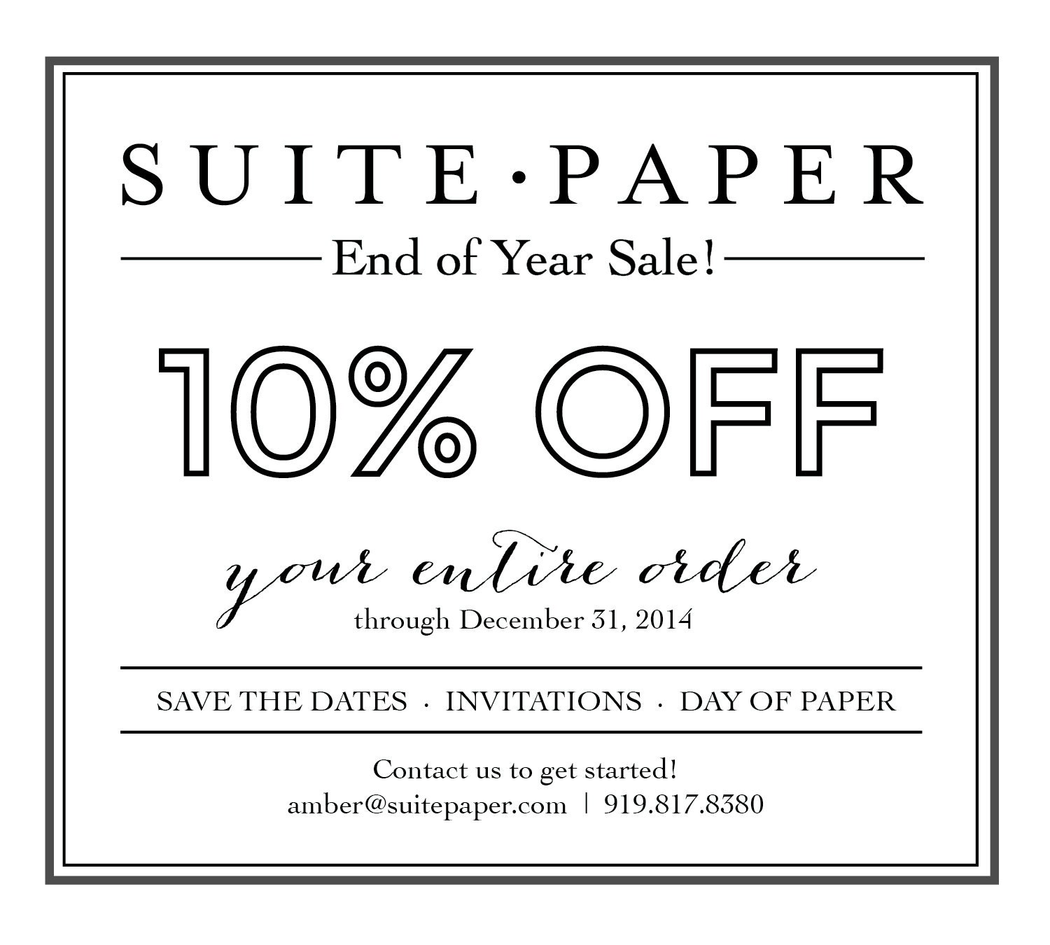 10% Entire Order – OnePaperHeart – Stationary & Invitations