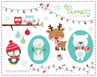 Christmas Santa and friends clip art set