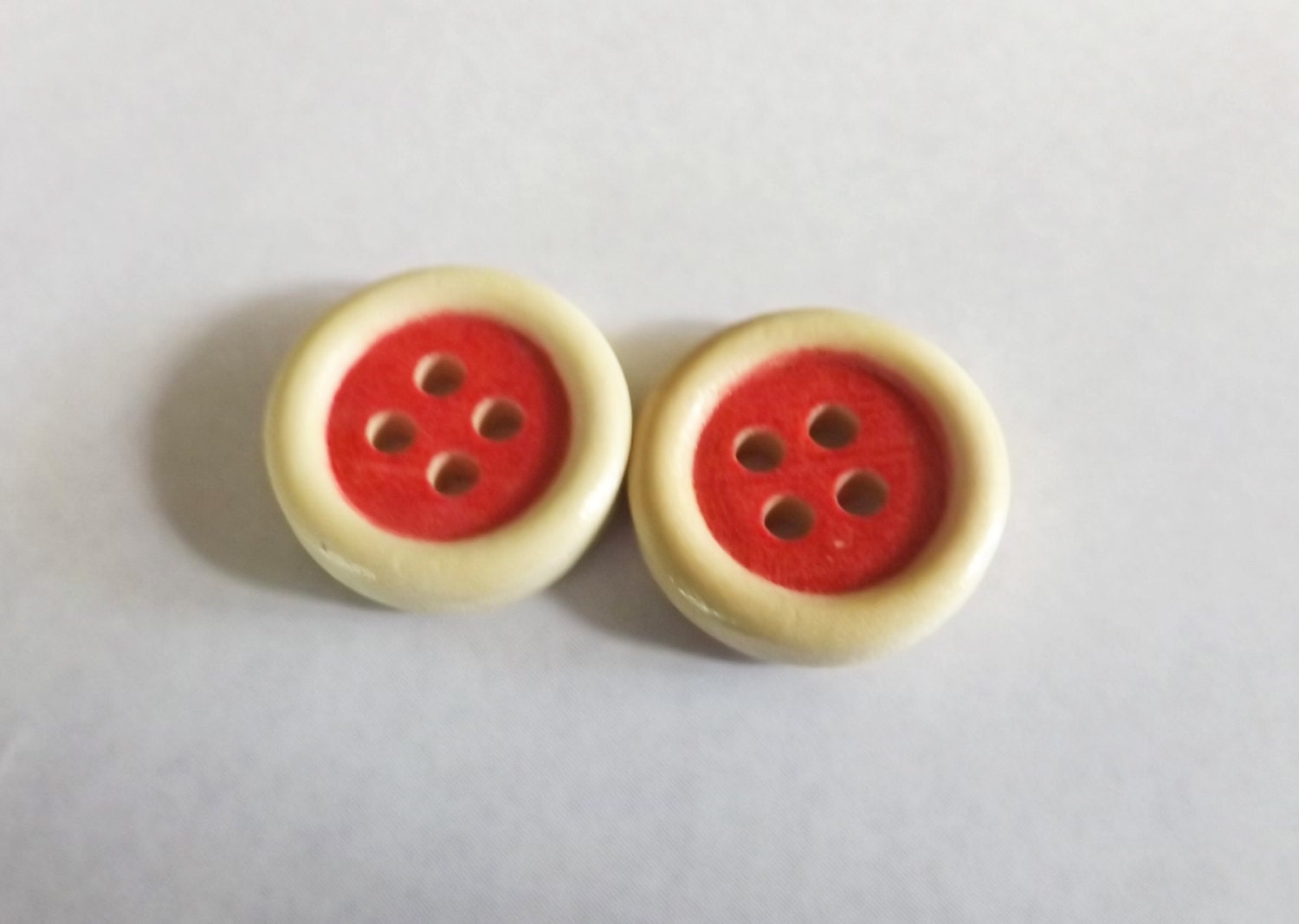 Red buttons 10 wood round red buttons 15mm 5/8 wood