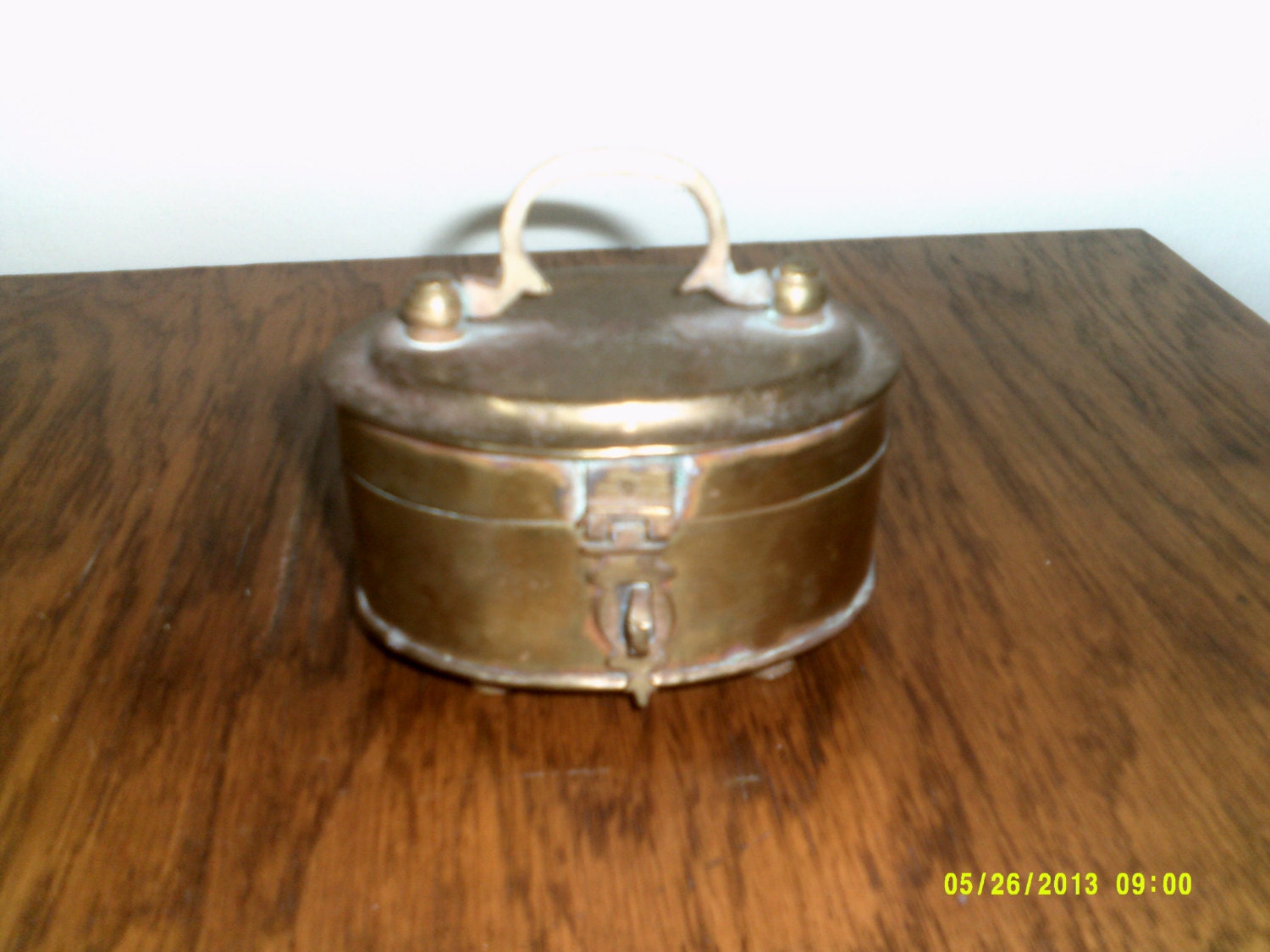 Vintage 1950s-60s Solid Brass Footed Oval Hinged Trinket Box, Brass ...