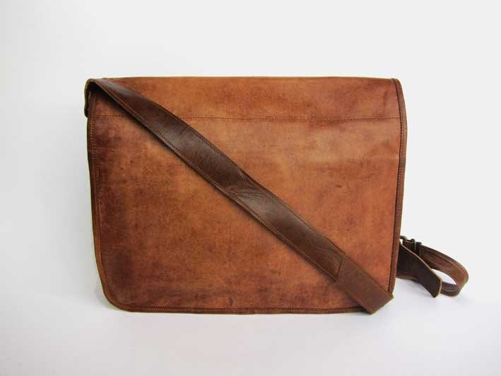 Handmade Real Brown Leather Vintage Style Bag Satchel