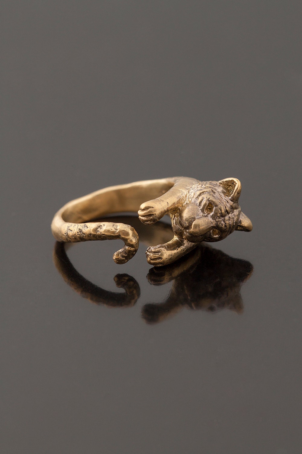 Golden Tiger Ring. Adjustable Tiger Ring. Tiger by SecoJewelry