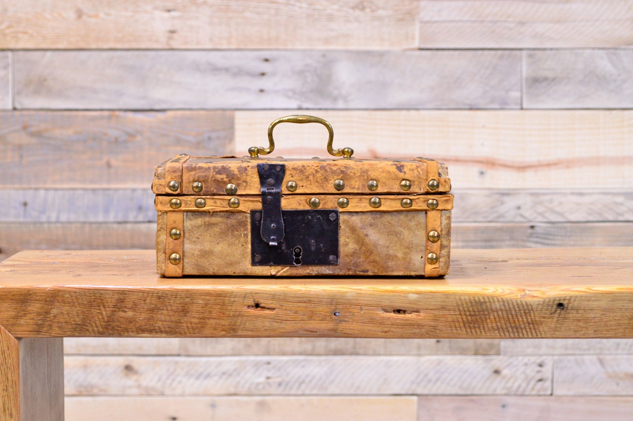 Antique Hide Box, Early 1800s Document Box, Small Keepsake Lock Box ...