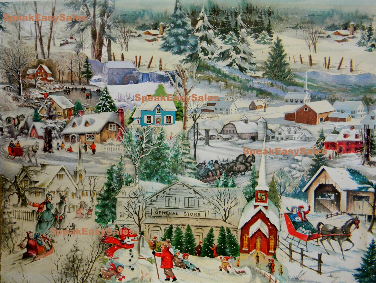 Winter Scene Collage Digital Instant Download by SpeakEasySales