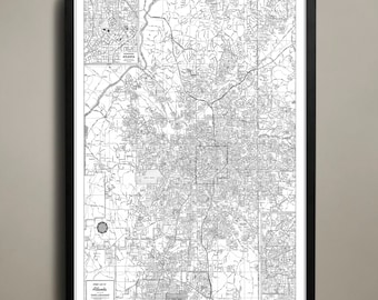 Map of Atlanta Old map restored Archival fine print of