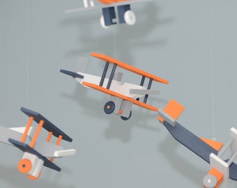 Airplane Nursery Mobile Bi-Plane Custom by FlutterBunnyBoutique