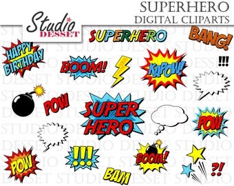 Superhero Cliparts, Comics Clip Art Super Hero, Speech Bubble, Birthday ...