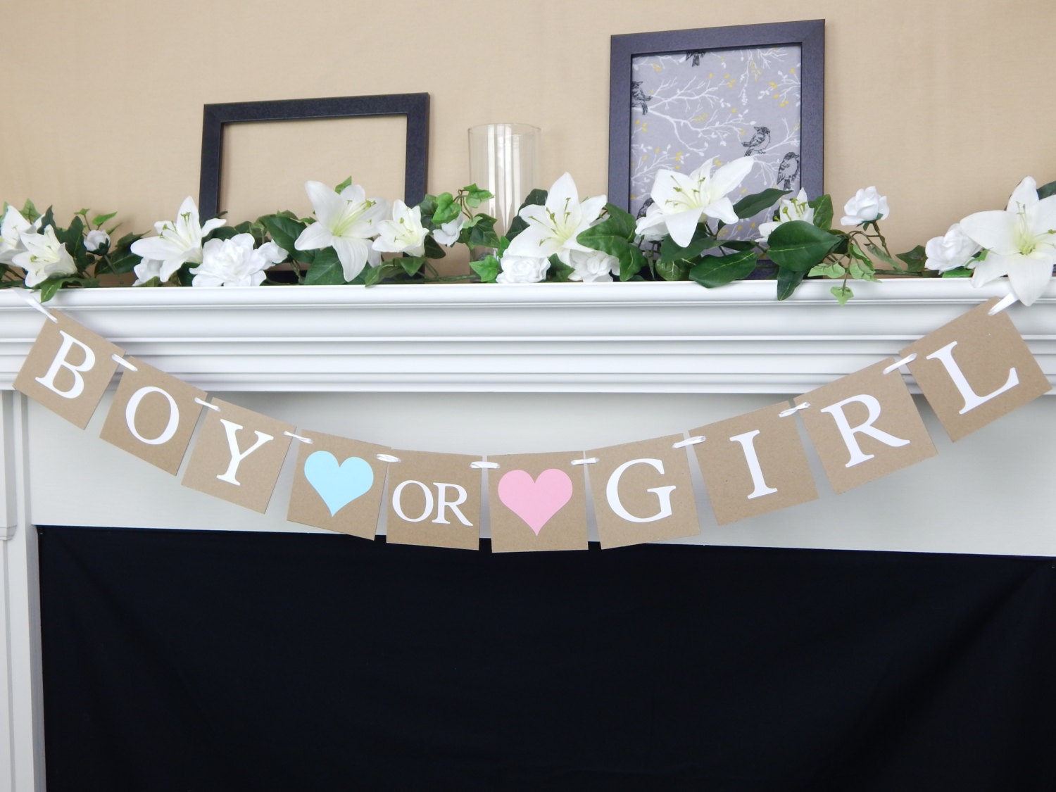gender reveal party banner Boy or Girl Banner baby shower