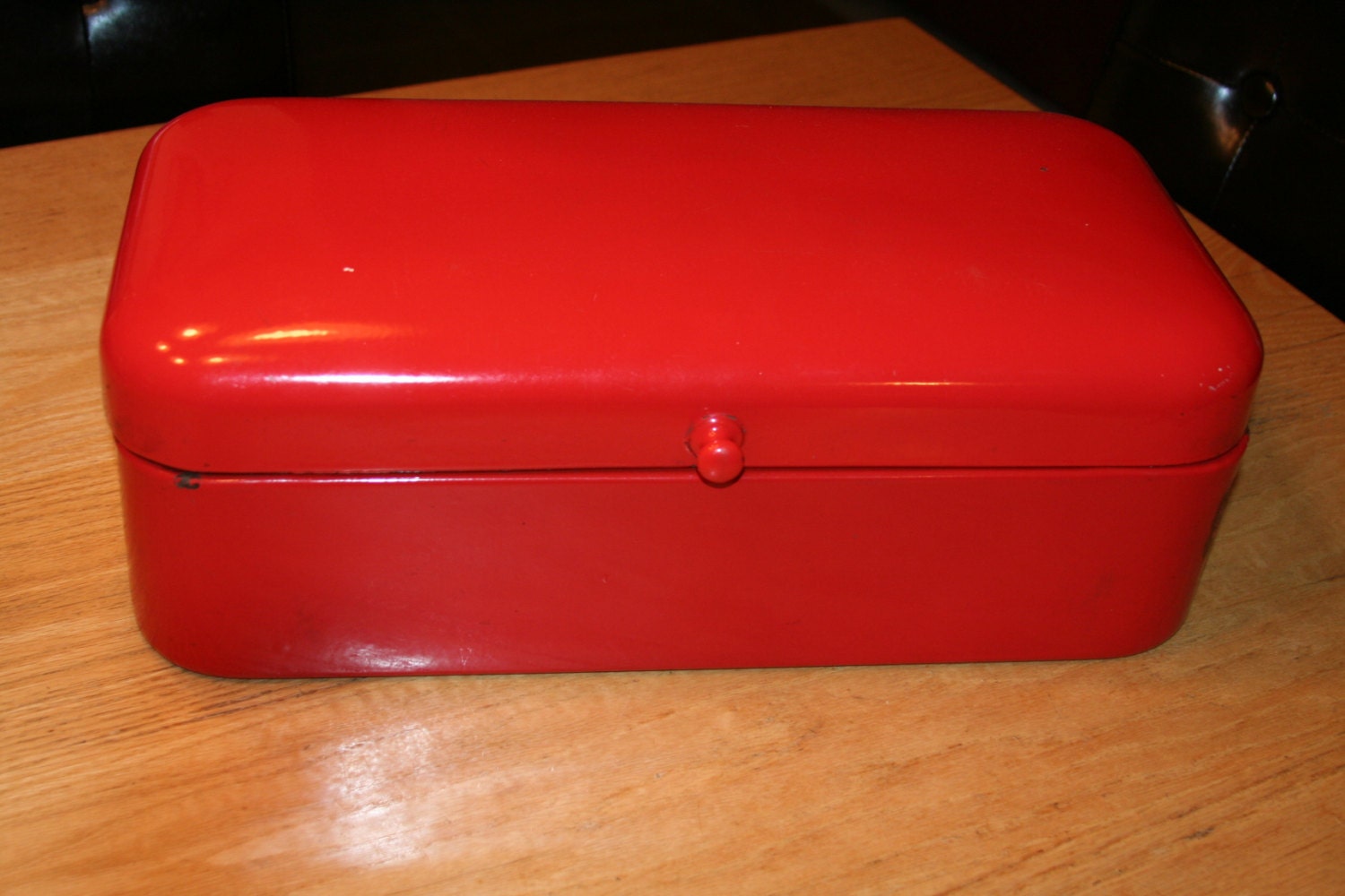 Vintage Red Metal Bread Box Tool Box Storage Box – Excellent Condition ...