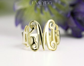 Sterling Silver Monogram Ring ,Cut Out monogram ring, Monogrammed ...