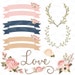 Premium Wedding Floral Clipart & Vectors Navy and Blush