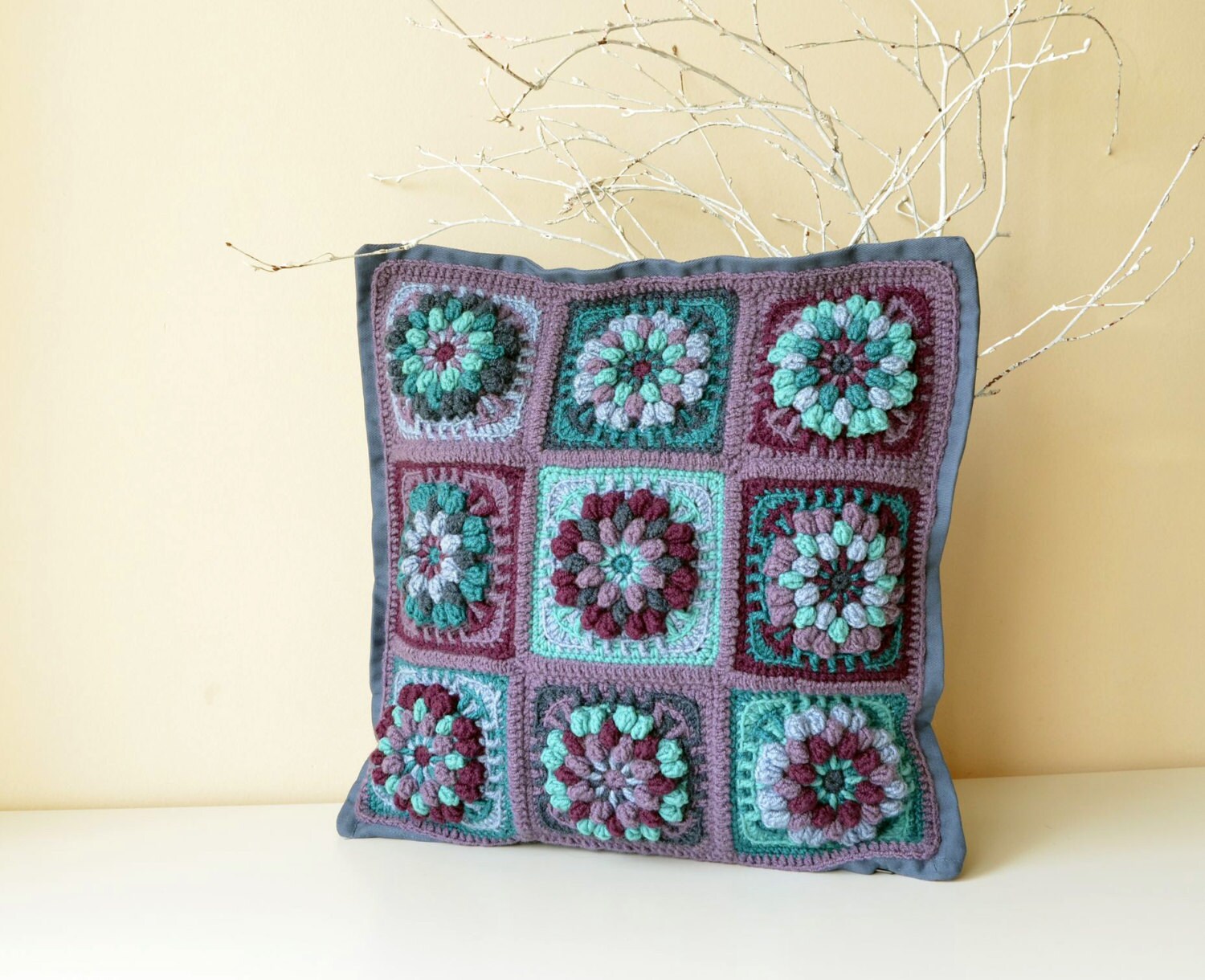 PDF Pattern of Crocheted Pillowcase Flower Granny Square