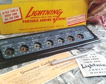Lightning Portable Adding Machine - Vintage Accounting Tool in box ...