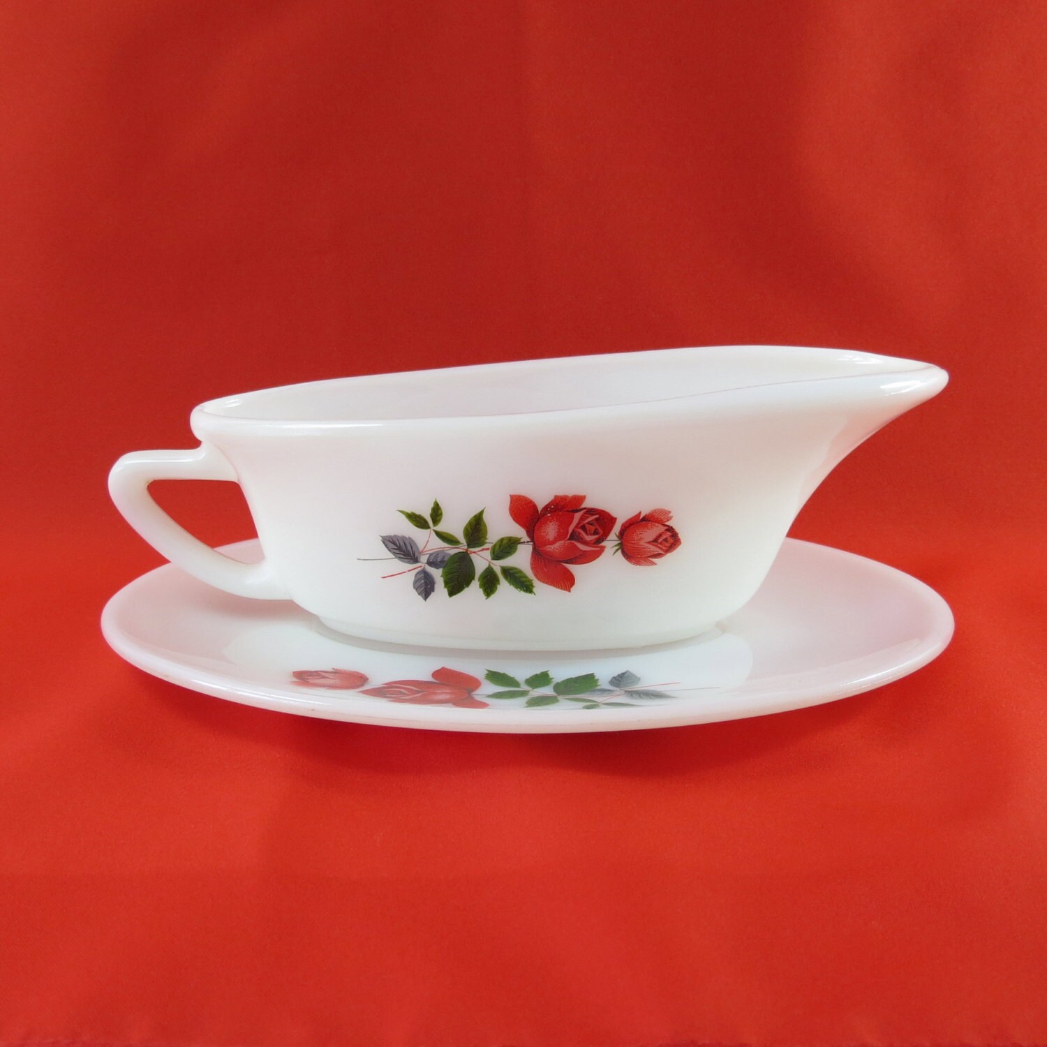 JAJ Gravy Boat and Stand – “June Rose” Pyrex Tableware – Vintage Sauce ...
