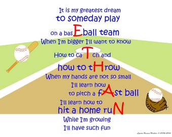 Baseball poem | Etsy