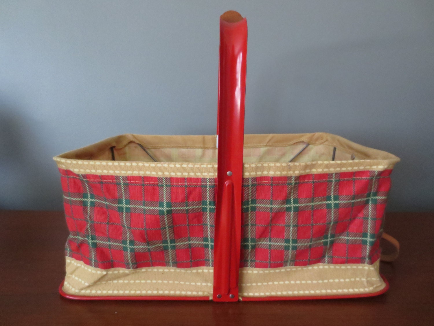 Mid Century / Vintage / Retro Fold Away Folding Basket with Original ...
