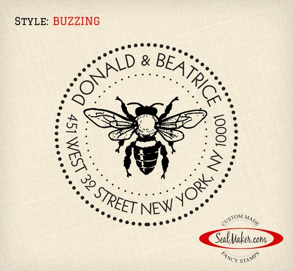 Custom Self-Inking Address Stamp - "Buzzing Bee"
