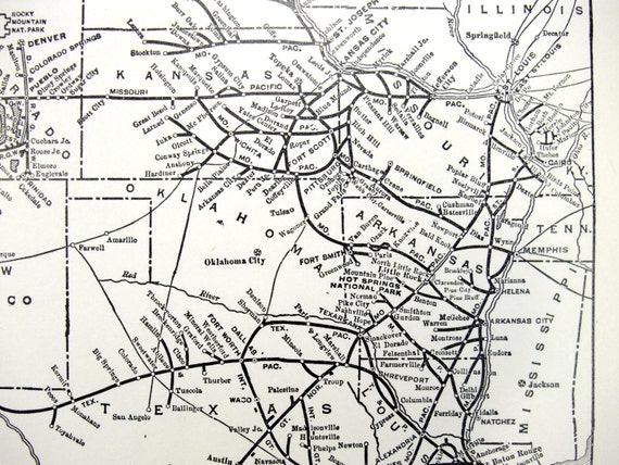 Original 1929 Missouri Pacific Railroad System Map