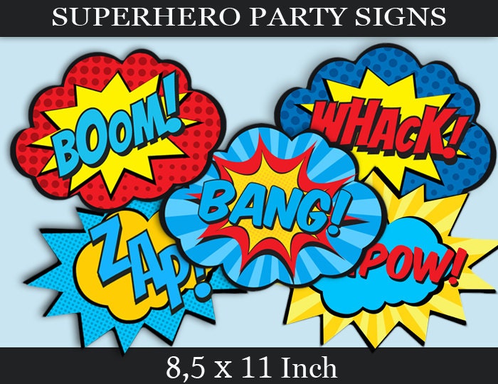 INSTANT DOWNLOAD Superhero Signs 8.5 x 11 Printable by EniPixels