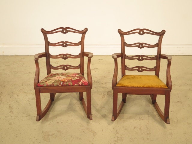 F23179E: Pair Ribbon Back Mahogany Chippendale Child Rocking Chairs ...