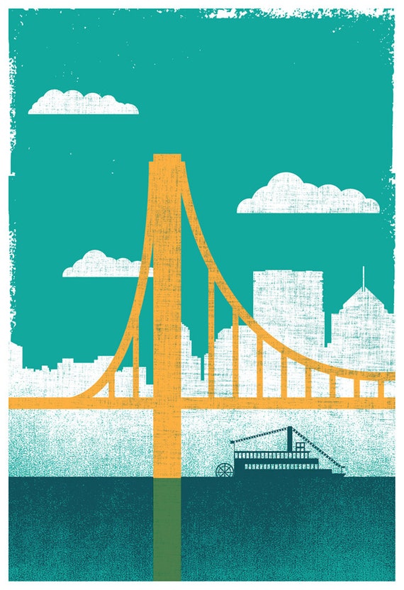 Pittsburgh Art Pittsburgh Print Silkscreen City of Bridges 1
