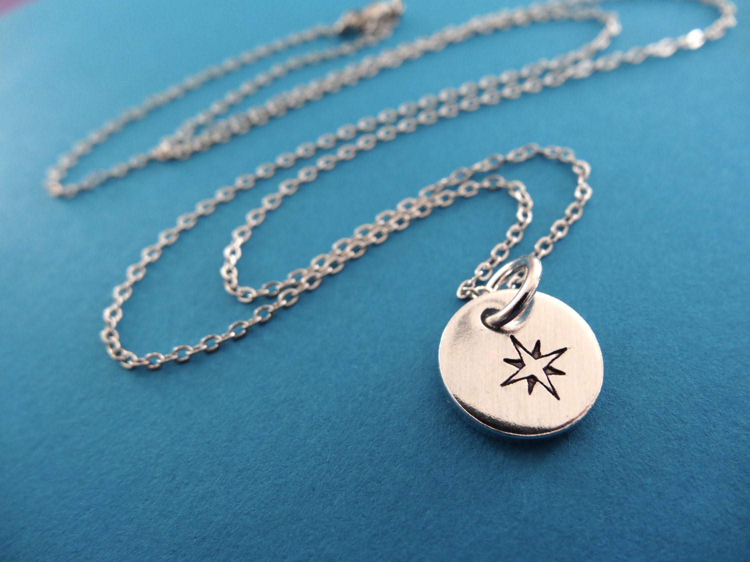Compass Rose Necklace Hand Stamped Compass Rose Necklace