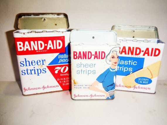 Vintage medical band aid boxes collection tin by southcentric